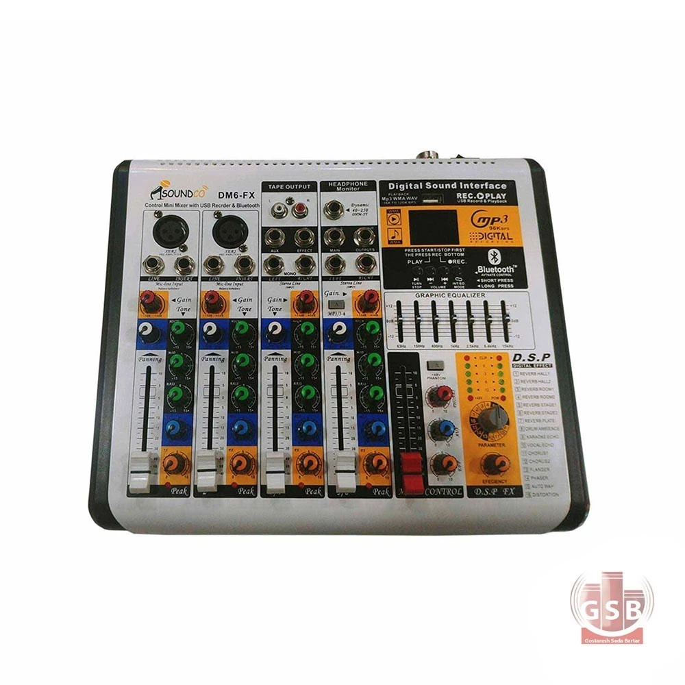 مشخصات و قیمت خرید میکسر صوتی آنالوگ ساندکو Soundco DM6-FX Audio Mixer